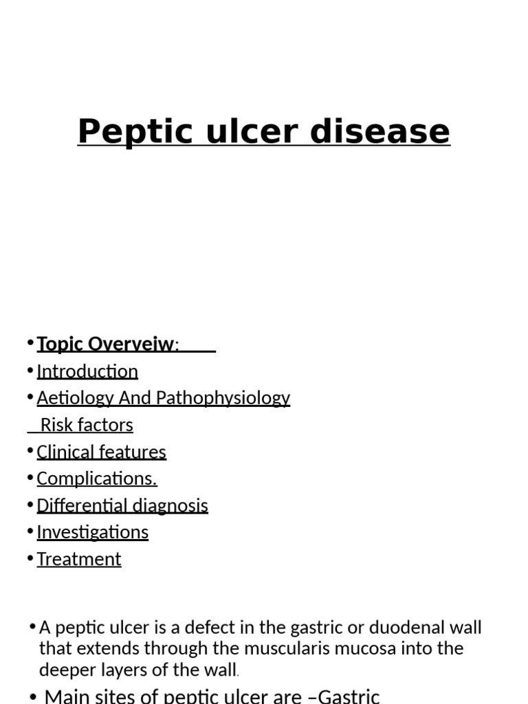 Peptic Ulcer Disease | PDF | Stomach | Gastroenterology