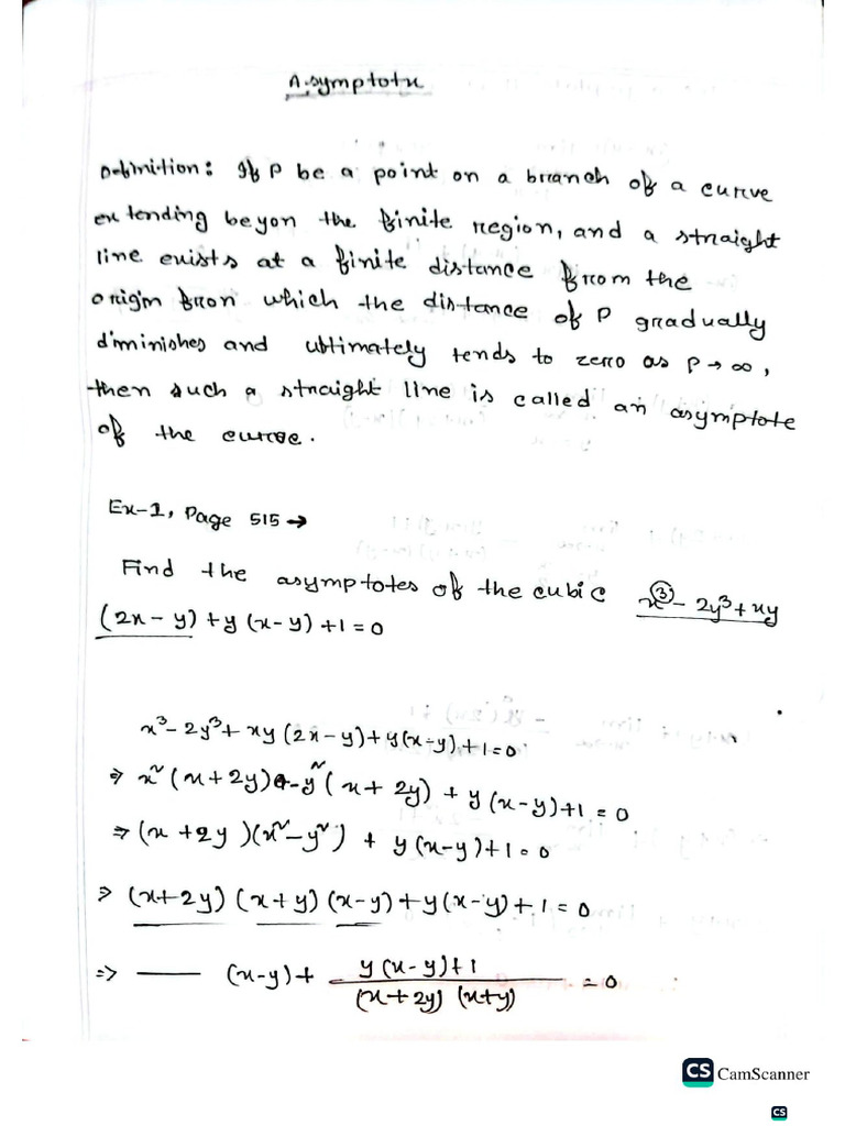 Math Class Note1.Asymptotes 2.Definition and Fundamental Properties 3 ...