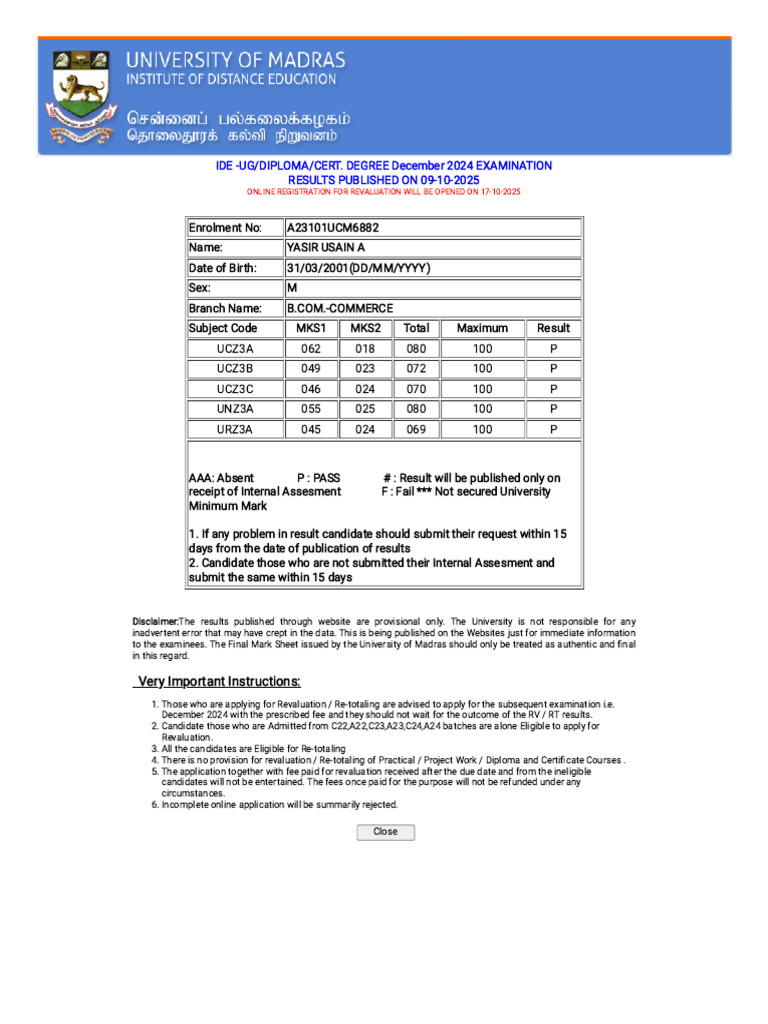Institute of Distance Education University of Madras | PDF