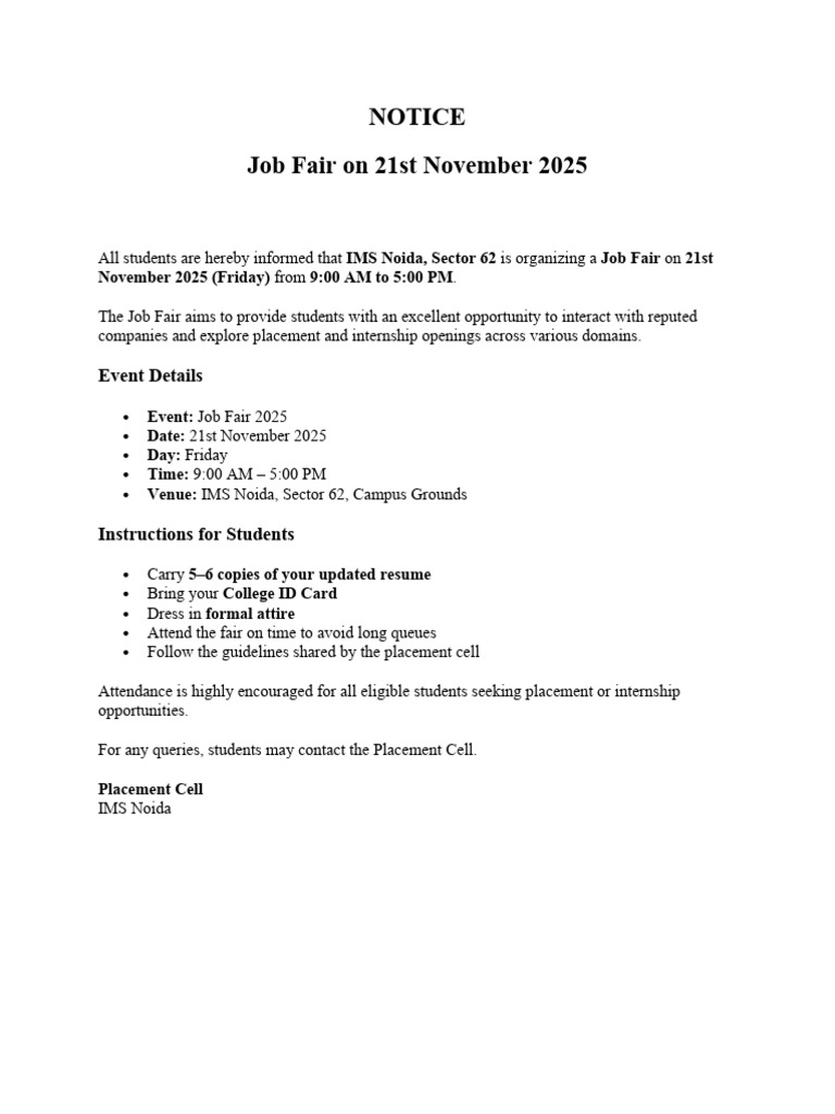 Notice Job Fair | PDF
