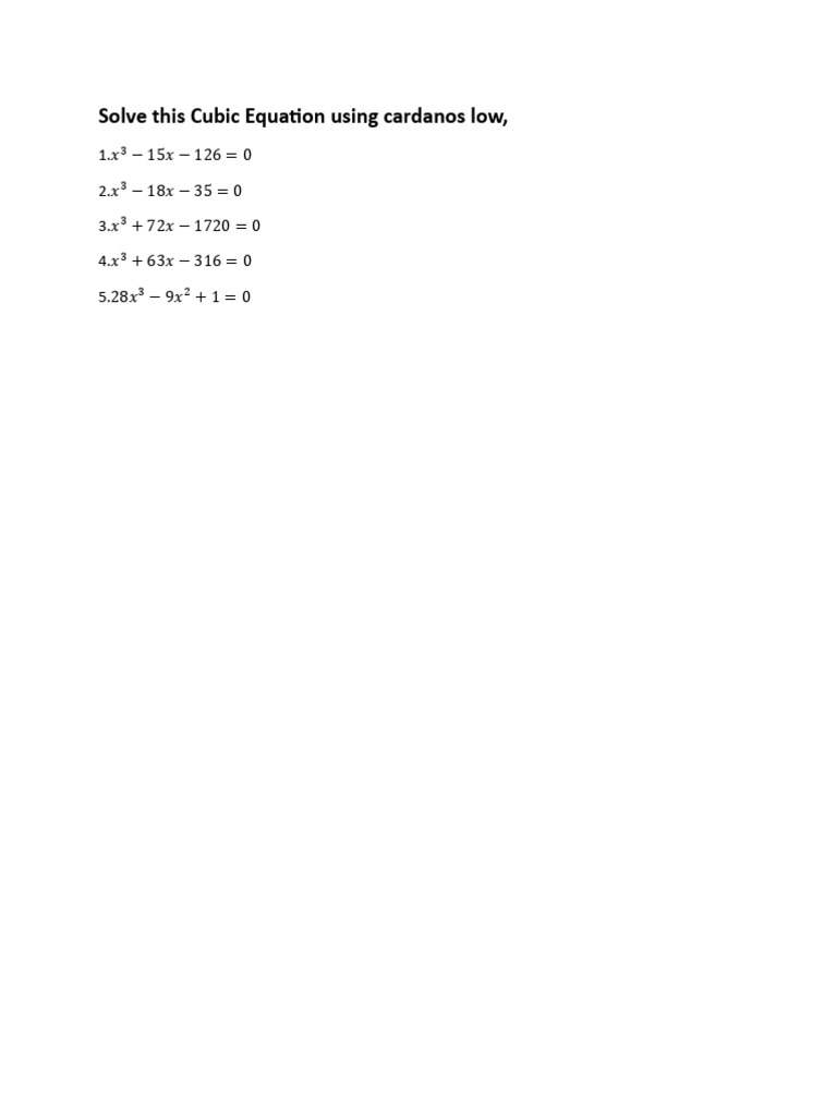 Standard Form of Cubic Equation | PDF