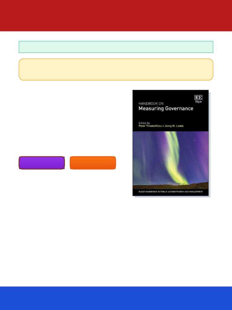 Handbook On Measuring Governance (Elgar Handbooks in Public ...