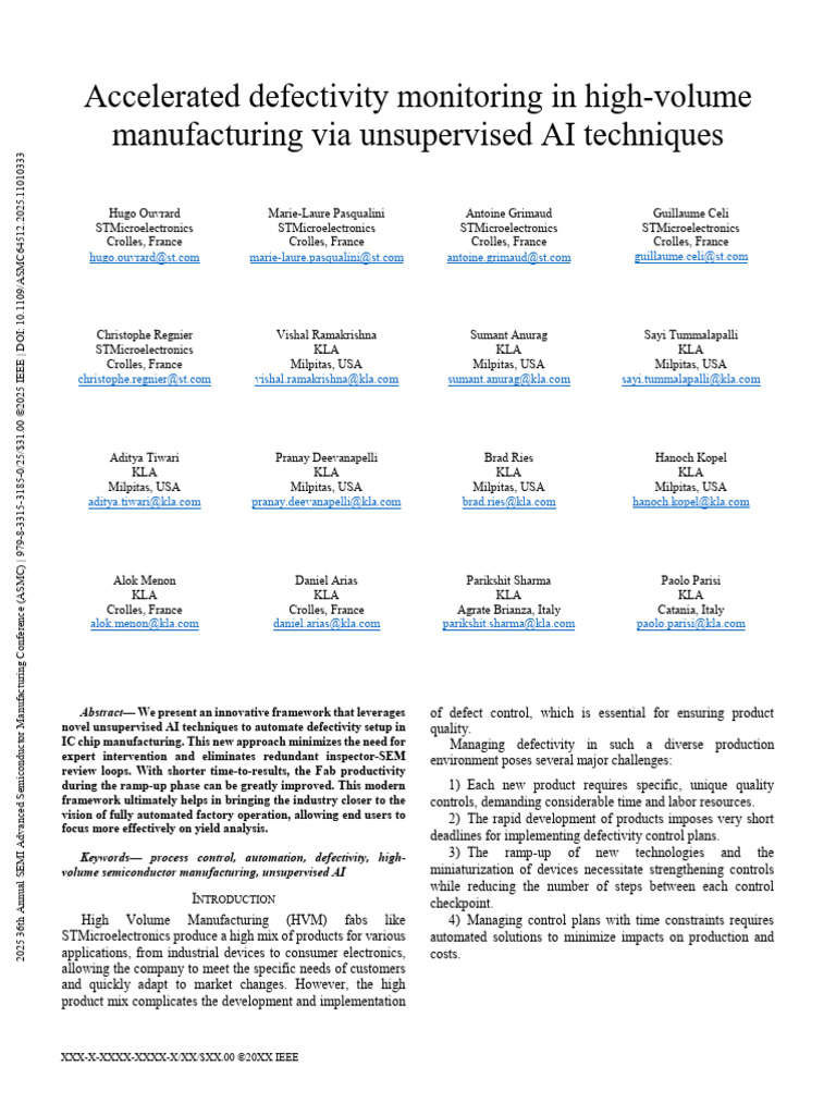 Unsupervised AI for Defect Monitoring | PDF | Semiconductor Device ...