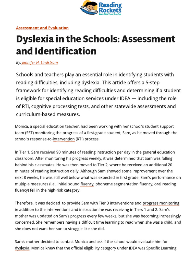 Dyselxia in Schools | PDF