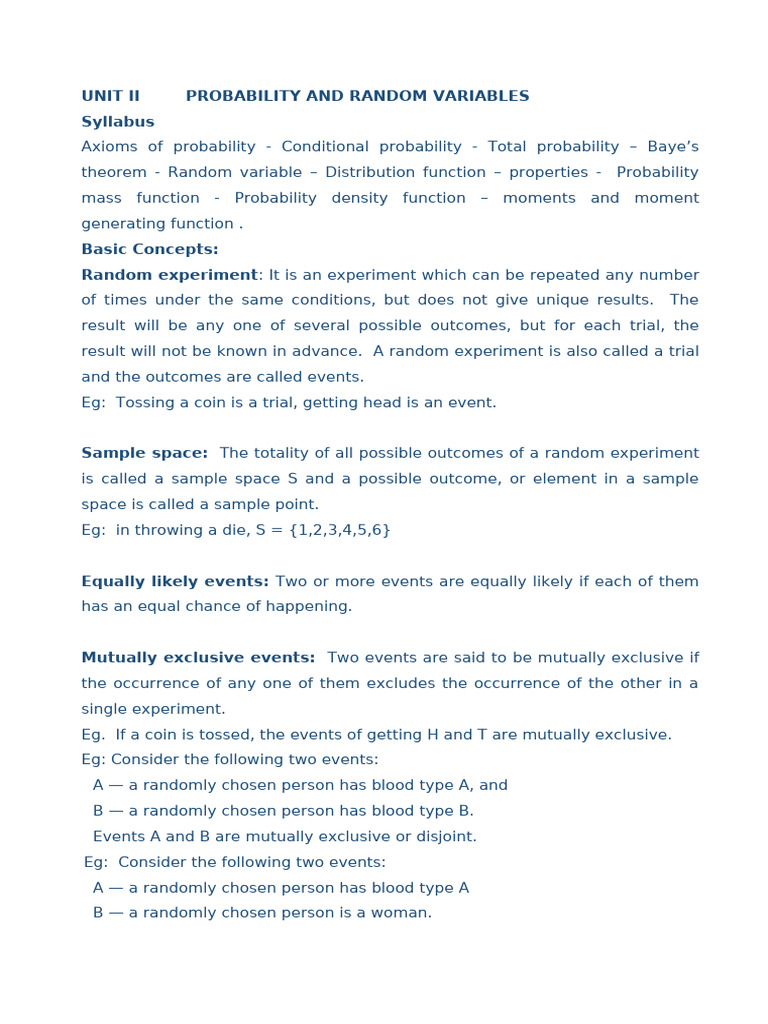 Module II - Probability Complete (1) | PDF | Probability Distribution ...