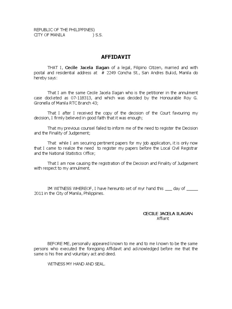 Affidavit of Late Filing | PDF | Affidavit | Civil Law (Common Law)