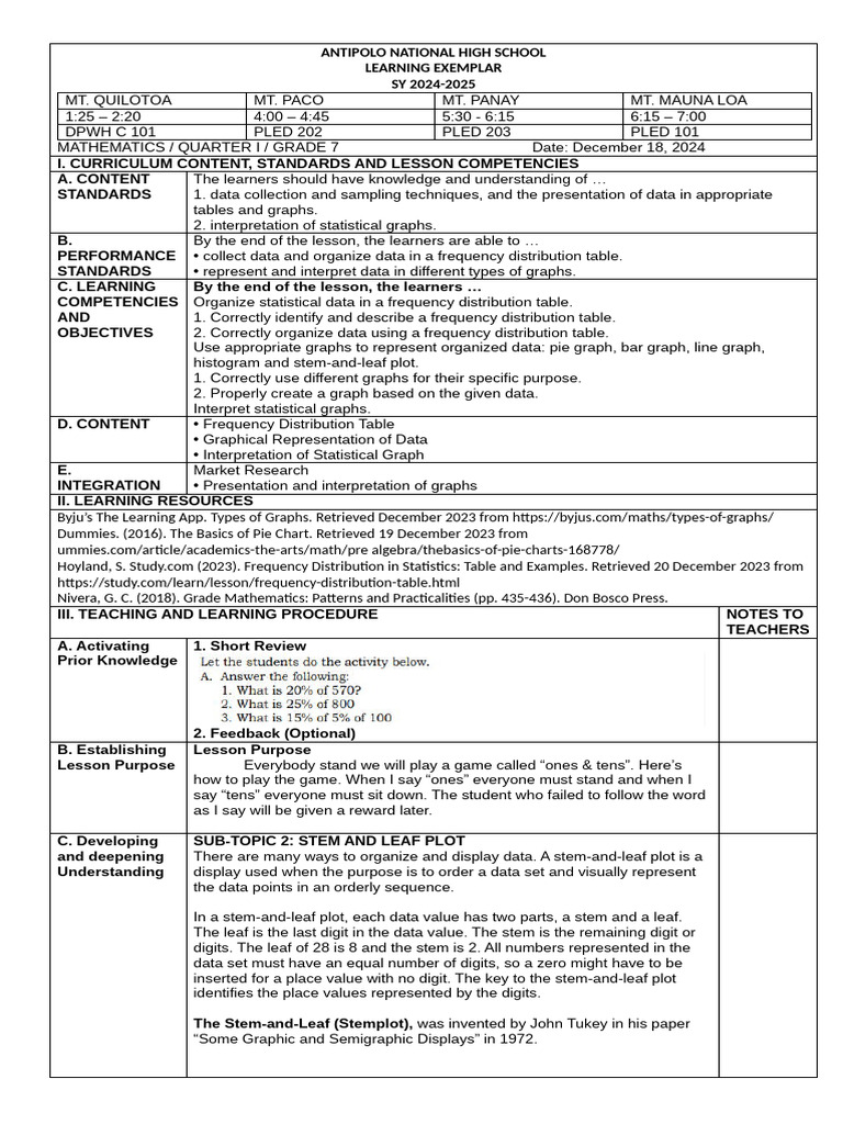 Stem and Leaf | PDF | Learning
