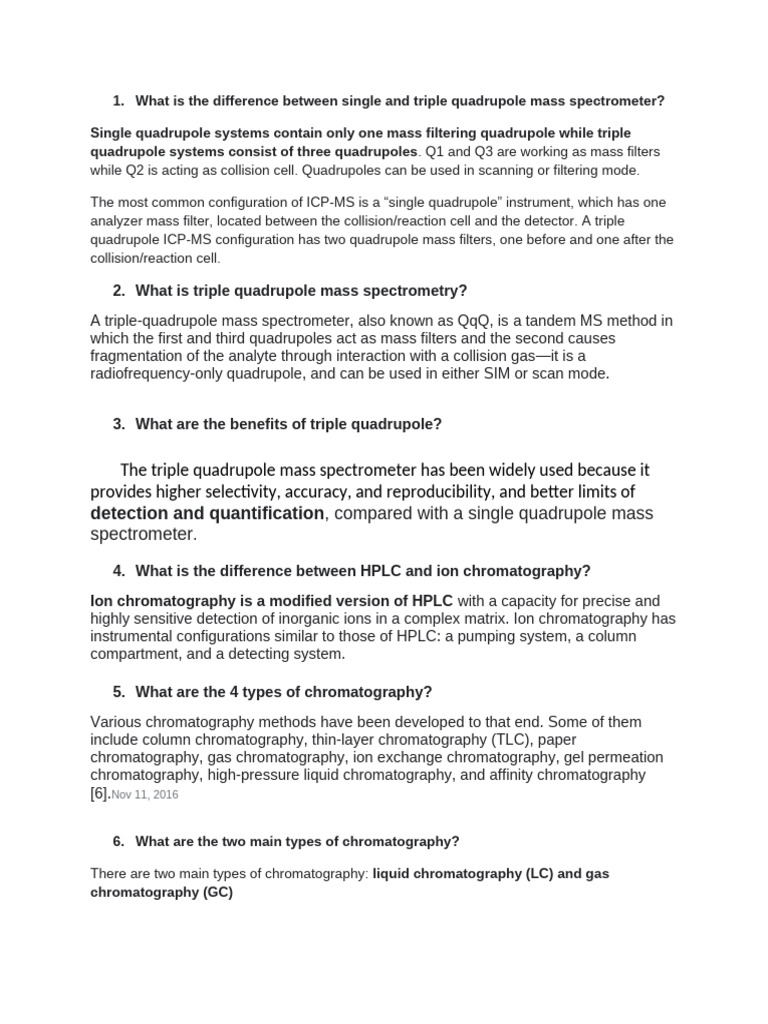 Differences Between Single and Triple Quadrupole Mass Spectrometers ...