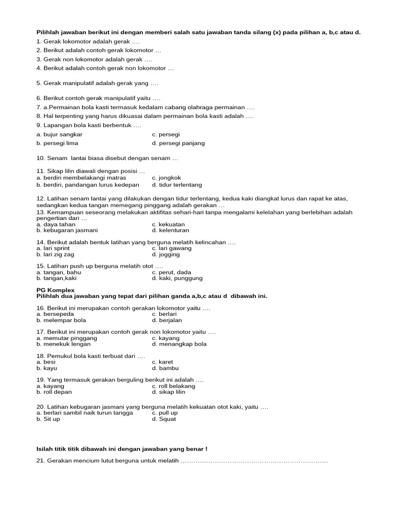 Sas Pjok Kelas 4 | PDF