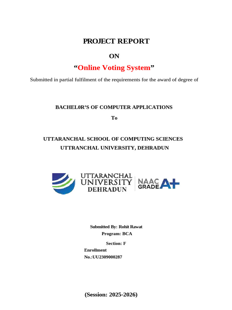 Secure Online Voting System Project Report | PDF | Electronic Voting ...