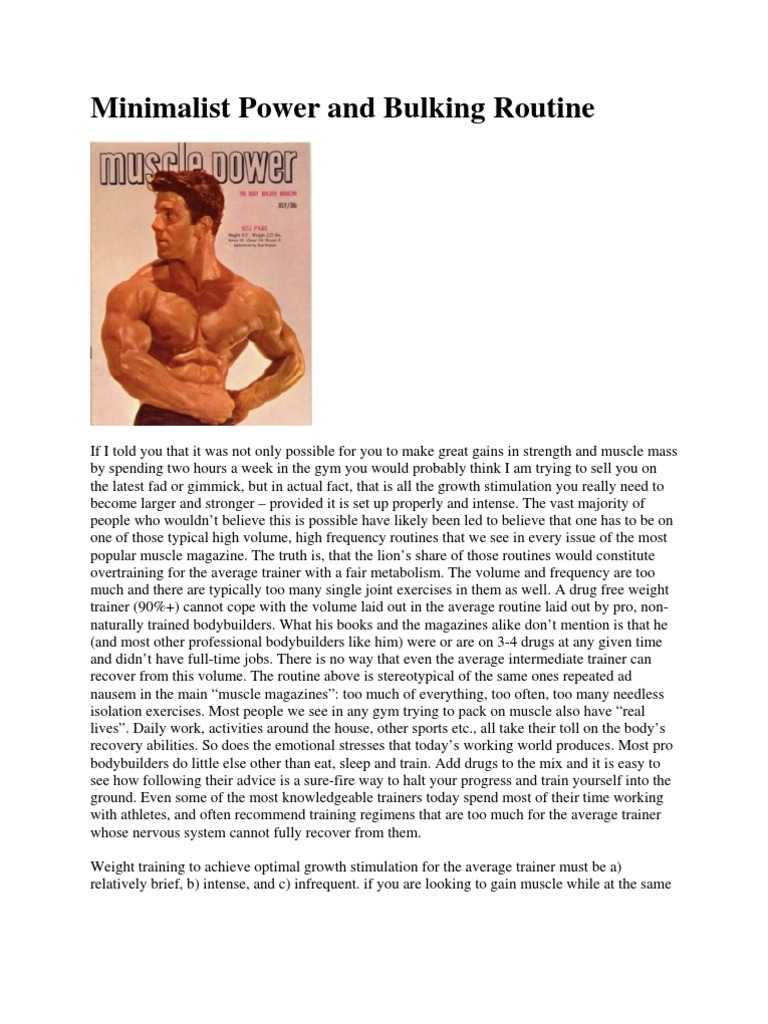 Minimalist Power and Bulking Routine | PDF | Weight Training | Hobbies
