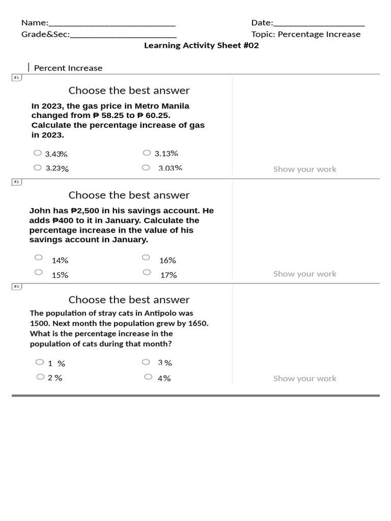 Las #02 Percentage Increase | PDF