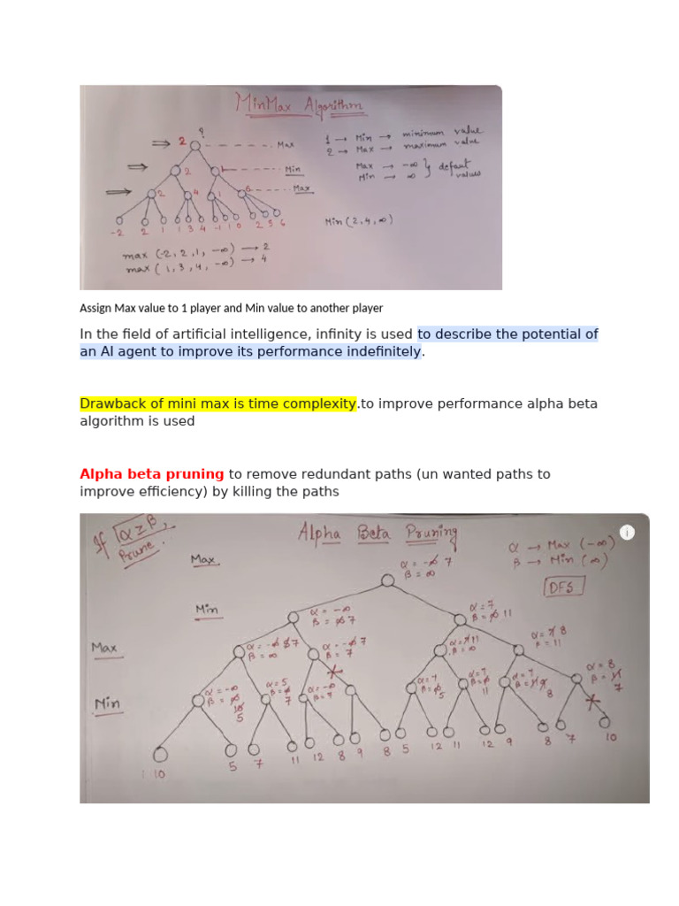 Summary of Mini Max Algorithm in Ai Games | PDF
