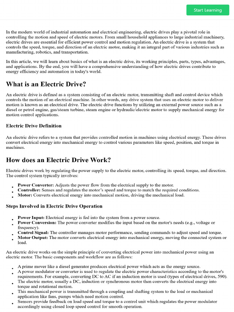 Electric Drive - Know Definition, Classification, Advantages ...