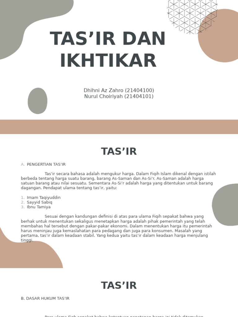 Tas’ir dan Ikhtikar dalam Ekonomi Islam | PDF