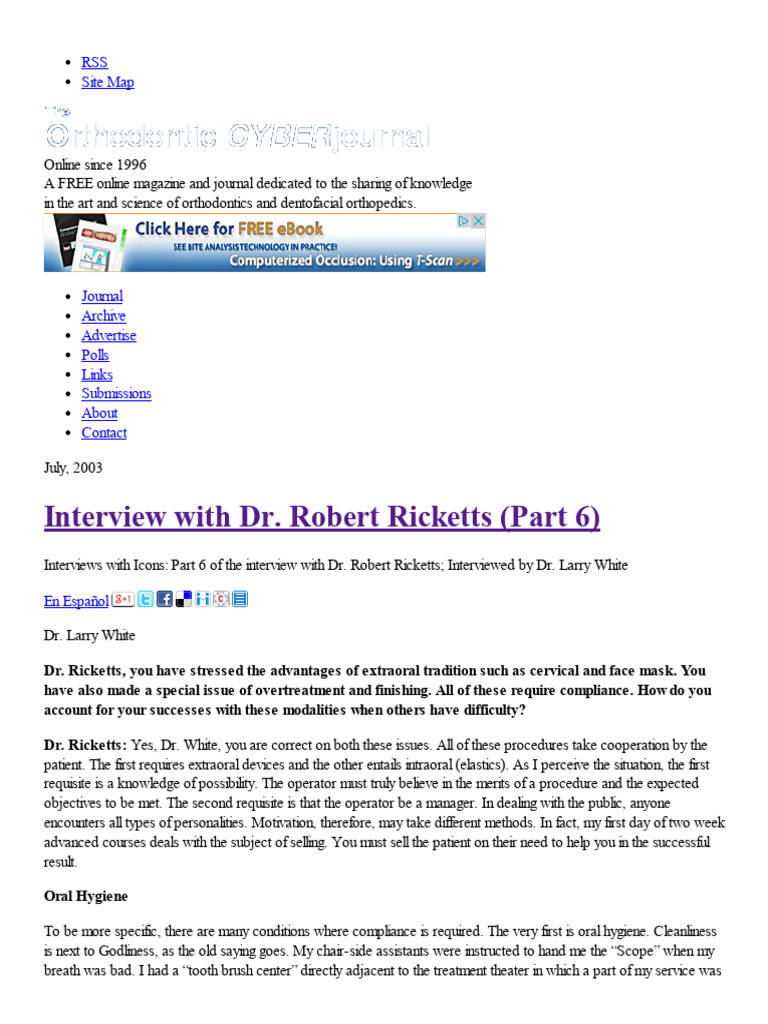 Interview With Ricketts Part 6 - OrthoCyberJournal | PDF | Candidiasis ...