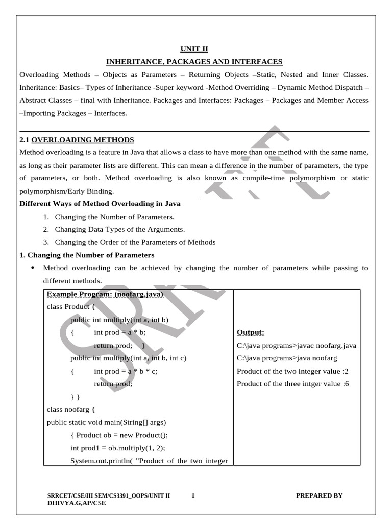 Unit II Ccs3391 Oops | PDF | Class (Computer Programming) | Method (Computer Programming)