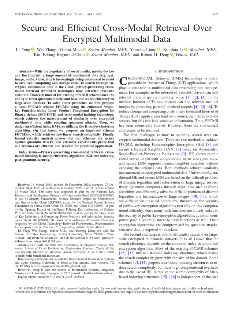 Secure and Efficient Cross-Modal Retrieval Over Encrypted Multimodal Data | PDF | Cluster ...