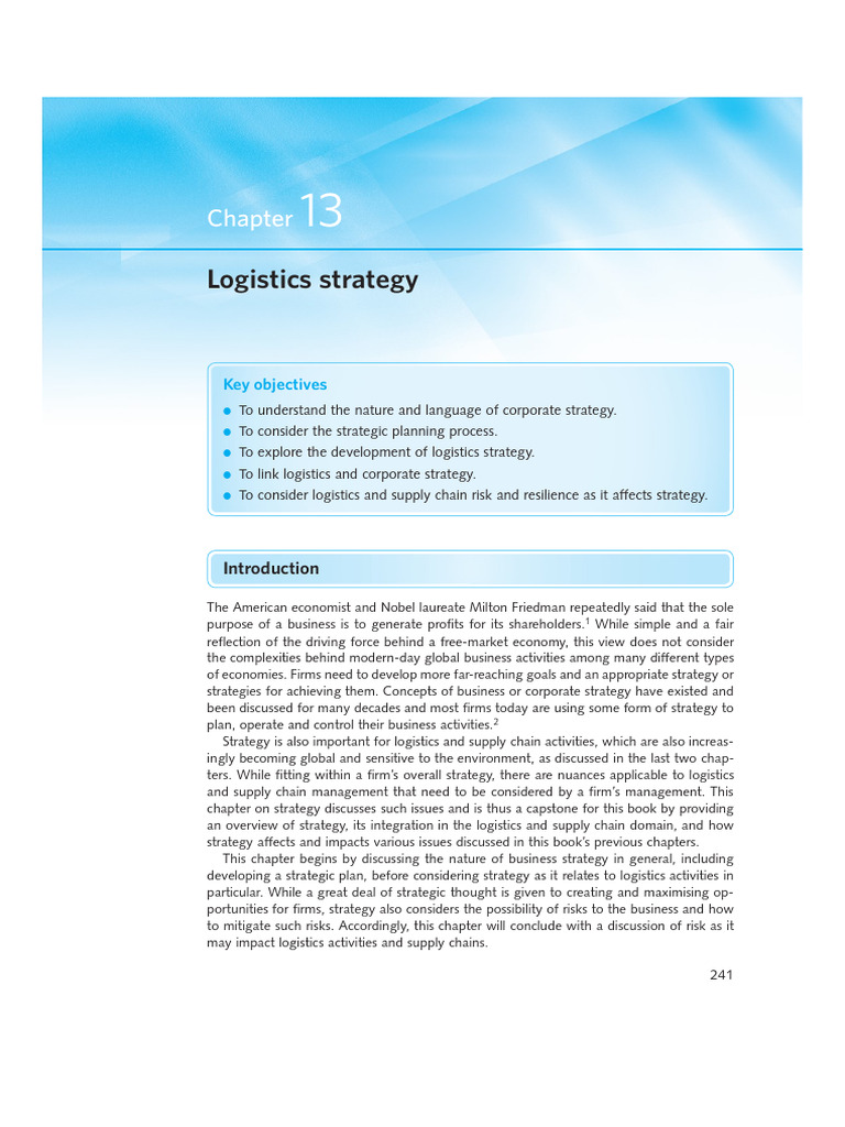 Understanding Business and Logistics Strategy | PDF | Logistics ...
