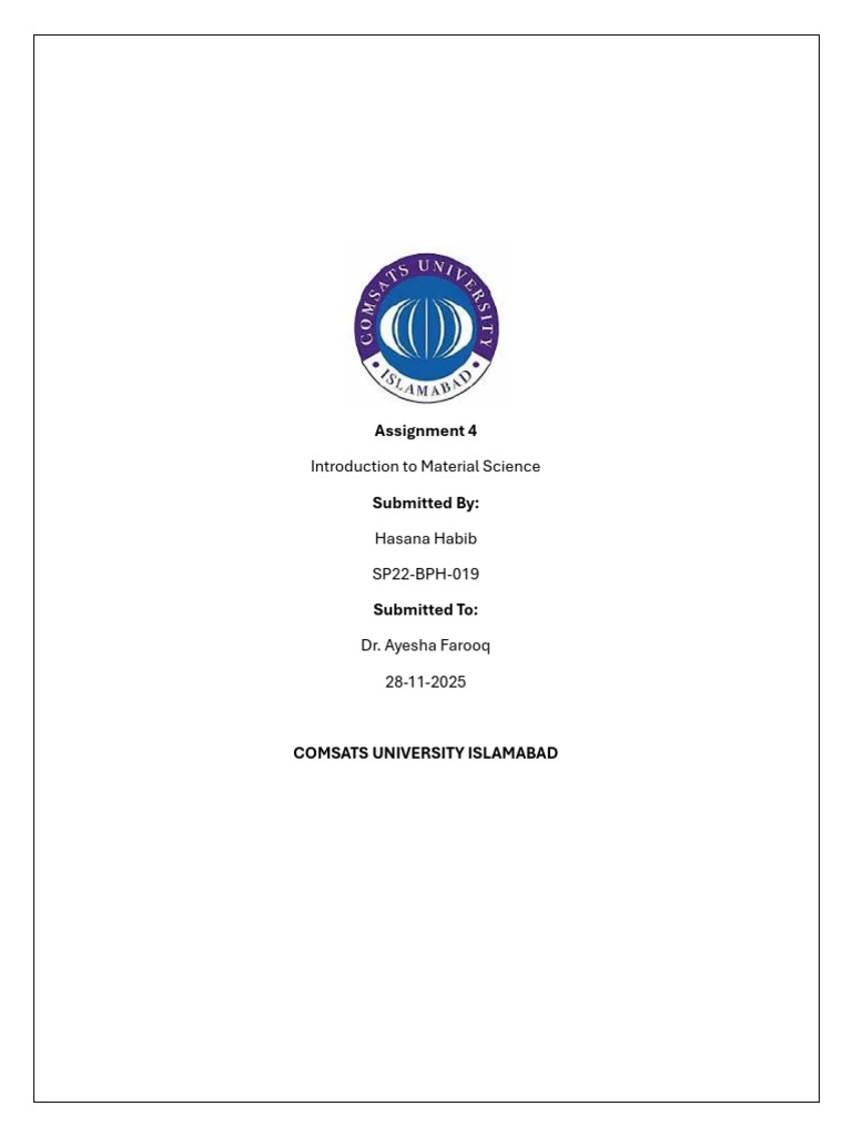 Introduction to Material Assignment#04 | PDF | Diffusion | Sintering
