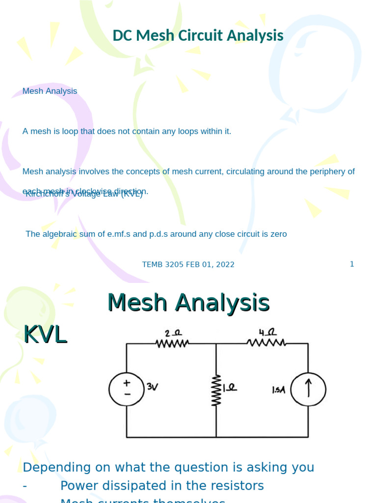 2 DC Mesh Circuit Analysis | PDF