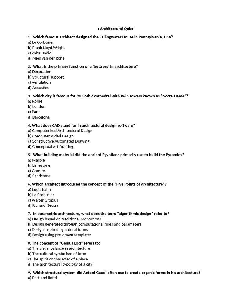 Architectural Quiz | PDF
