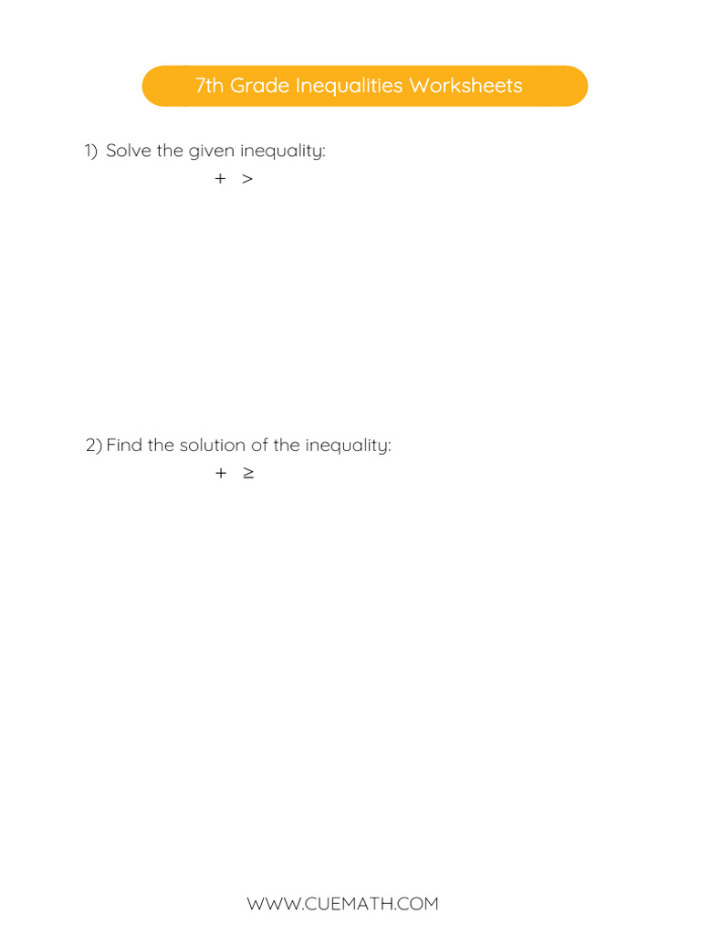 Inequalities Worksheets 7th Grade Worksheet 1 整理版 | PDF