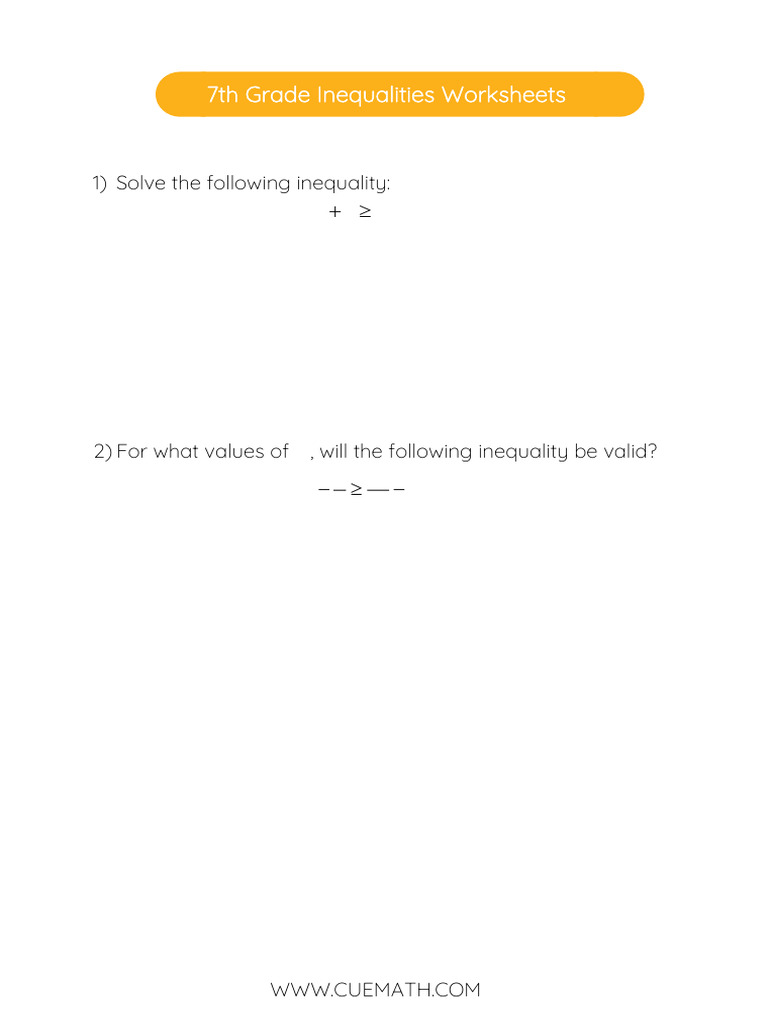 7th Grade Inequalities Practice Worksheets | PDF