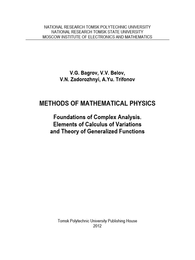 Methods of Mathematical Physics-Foundations of Complex | PDF | Function ...