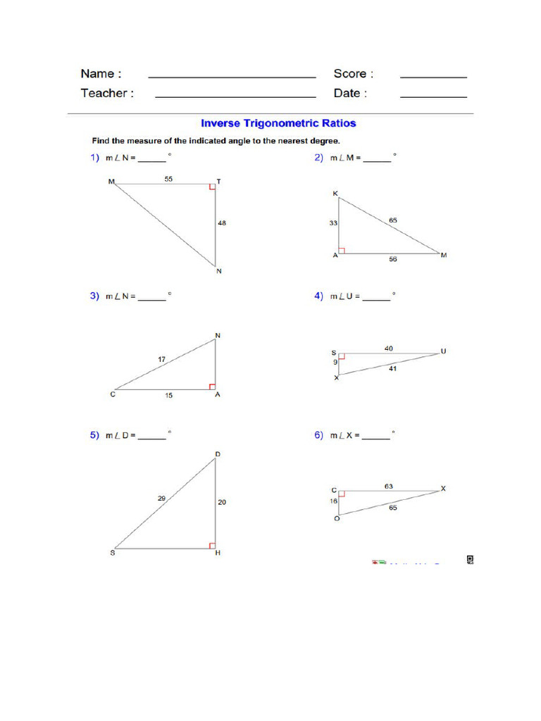 5.1 Missing Angles Trig | PDF