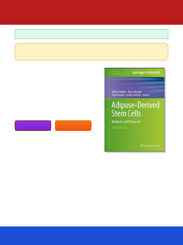 Adipose Derived Stem Cells Methods and Protocols Jeffrey Gimble Bruce ...