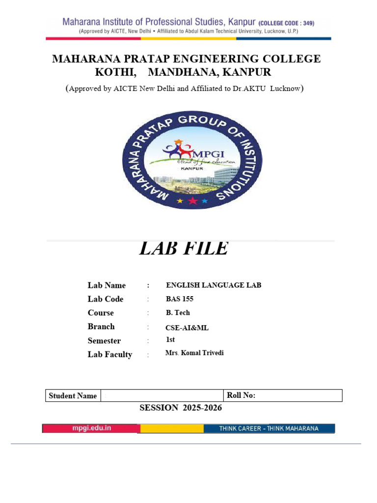 English Language Lab Certificate 2025-26 | PDF