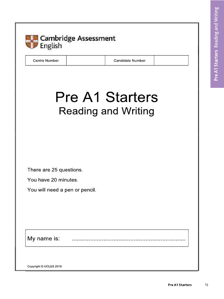 Pre A1 Young Learner English Test | PDF