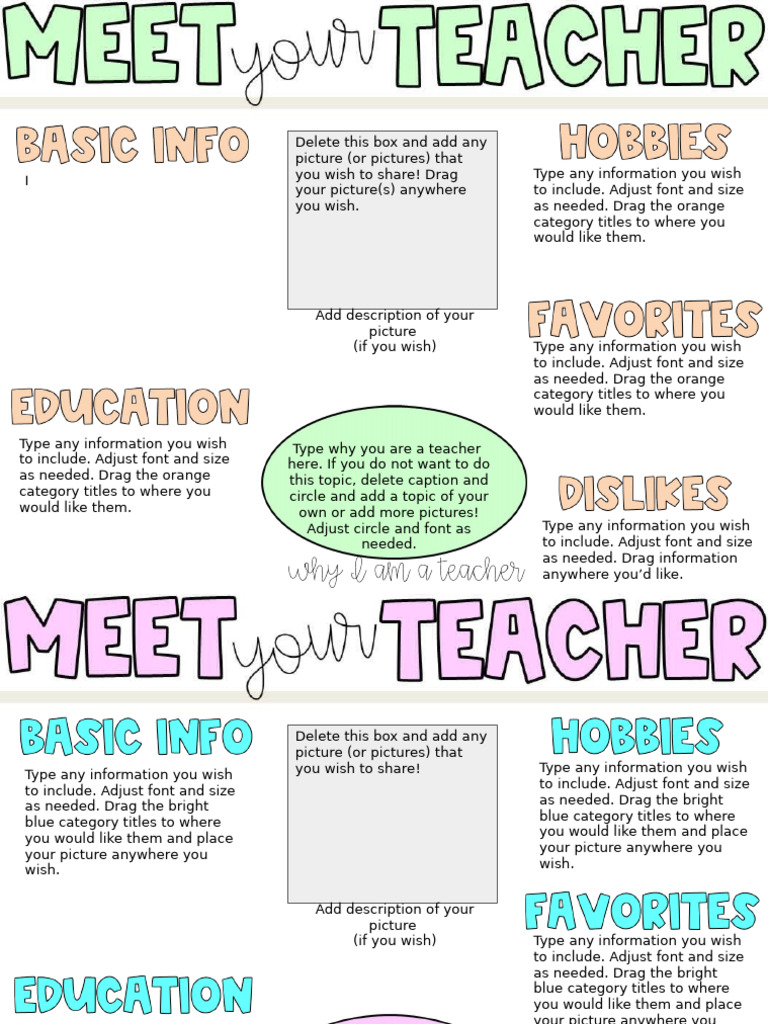 Meet The Teacher Slide To Display or Print | PDF | Text | Typography