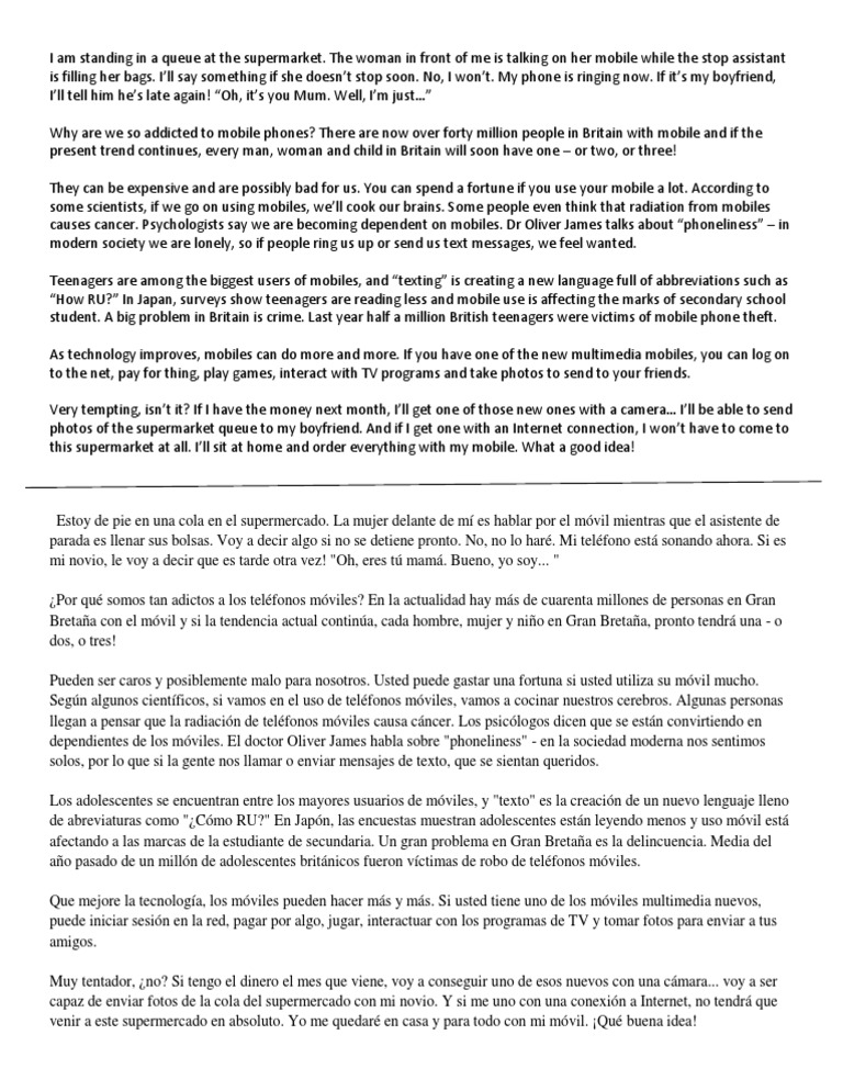 I Am Standing in A Queue at The Supermarket | PDF | Mobile Telephony ...