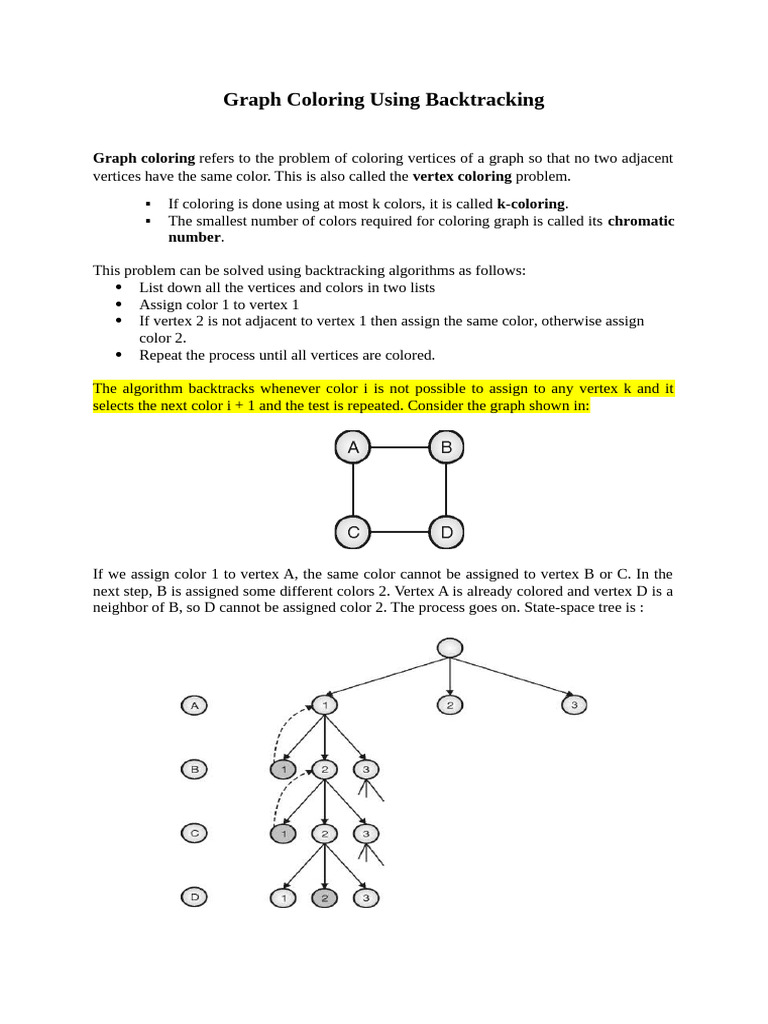 Graph Coloring Using Backtracking | PDF