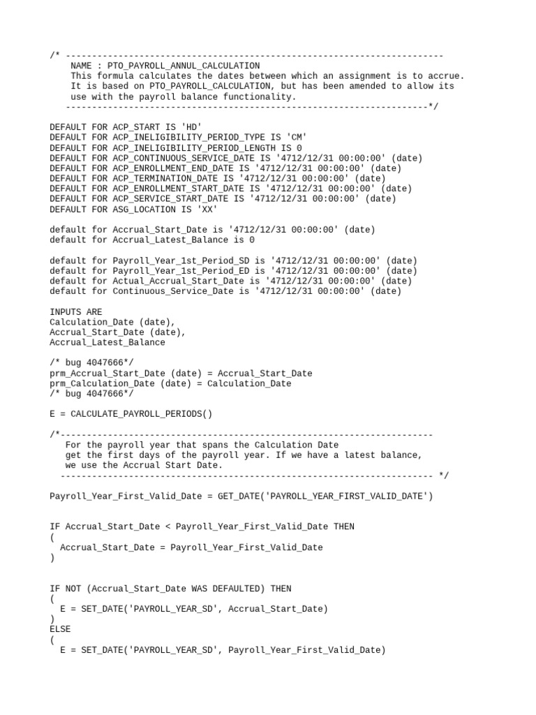 Pto Payroll Annul Calculation | PDF | Computer Programming | Software ...