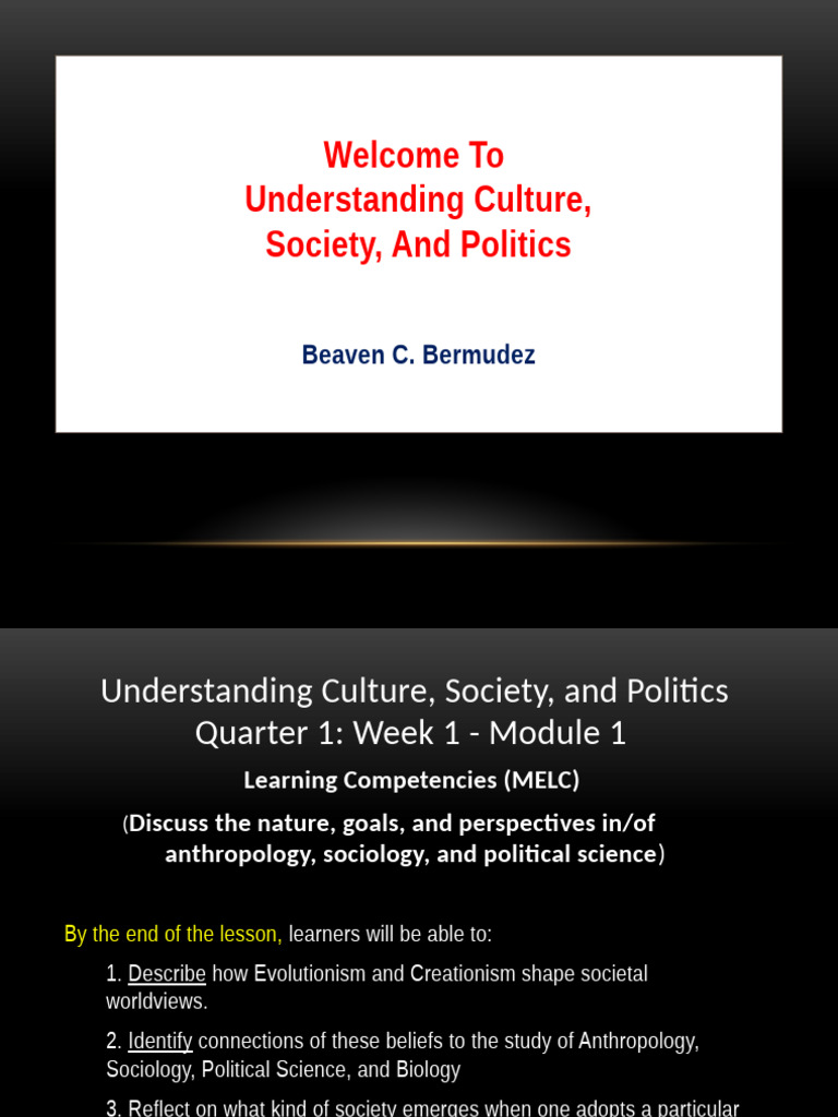 Understanding Culture Society and Politics How Do You Want To ...