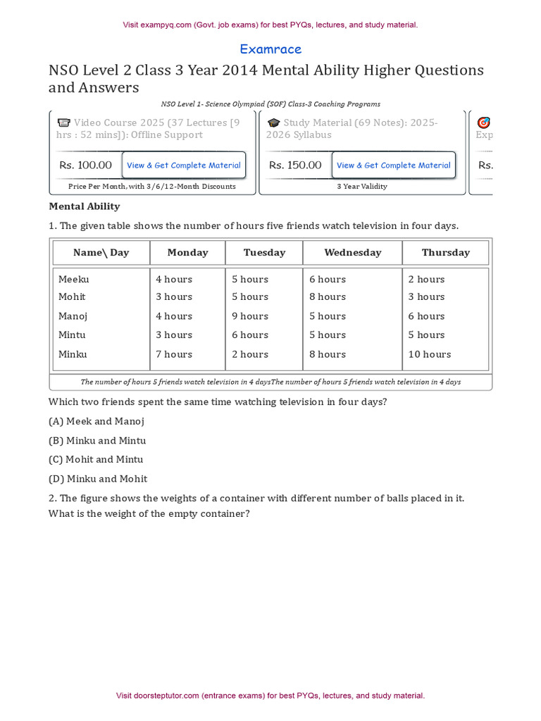 NSO-Level-2-Class-3-Year-2014 | PDF