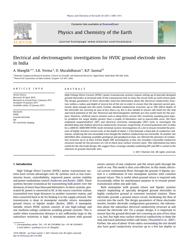 HVDC Ground Electrode Site Investigations | PDF | High Voltage Direct ...