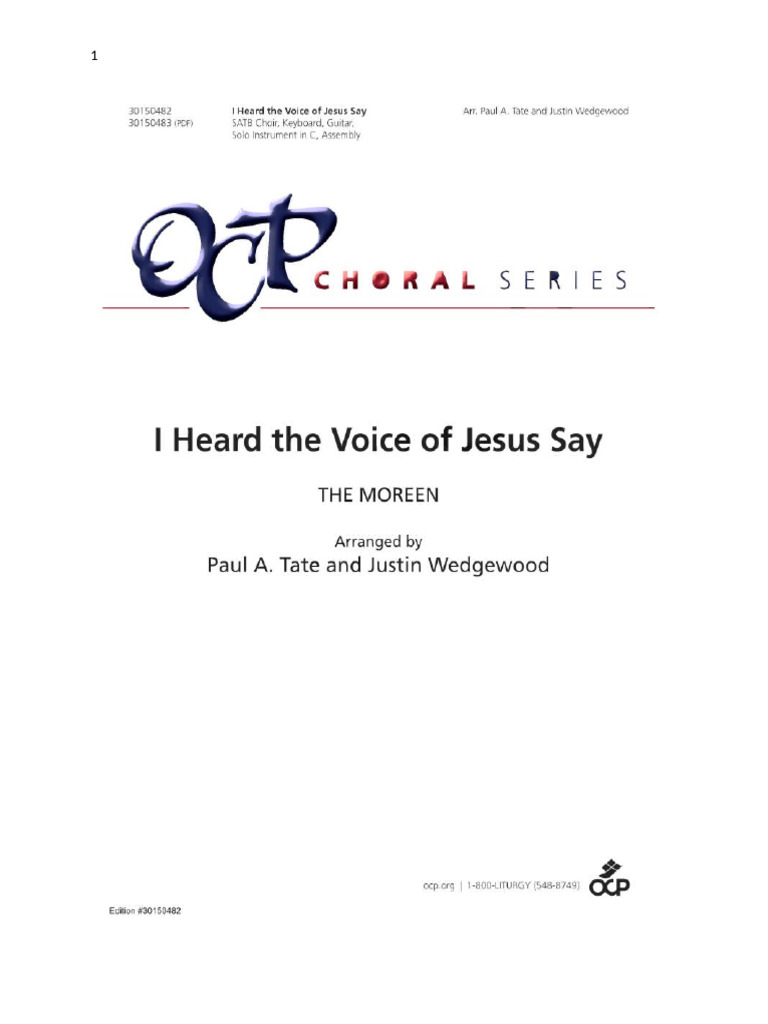 I Heard The Voice of Jesus Say | PDF