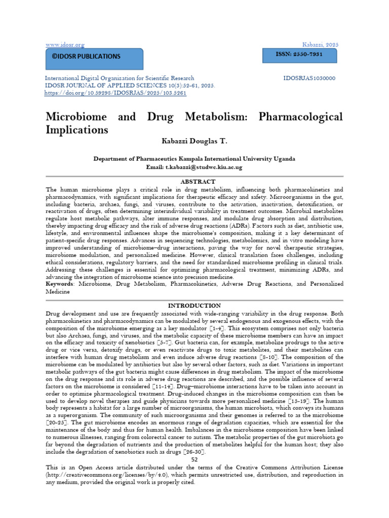 Microbiome and Drug Metabolism: Pharmacological Implications (www.kiu ...