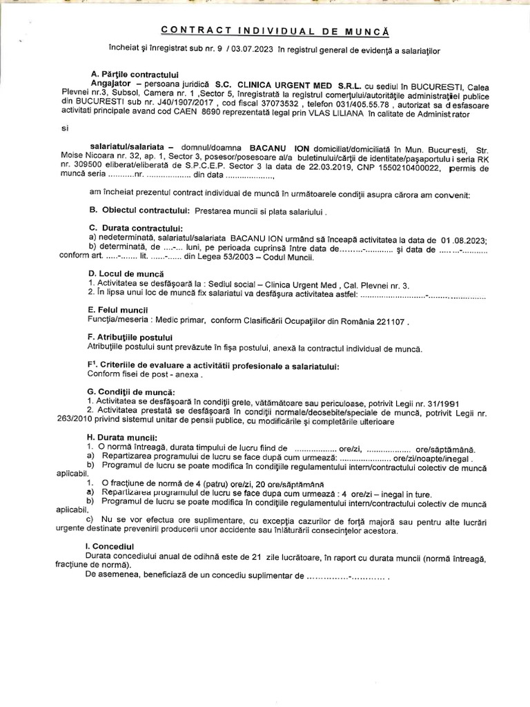 Contract Bacanu Semnat | PDF