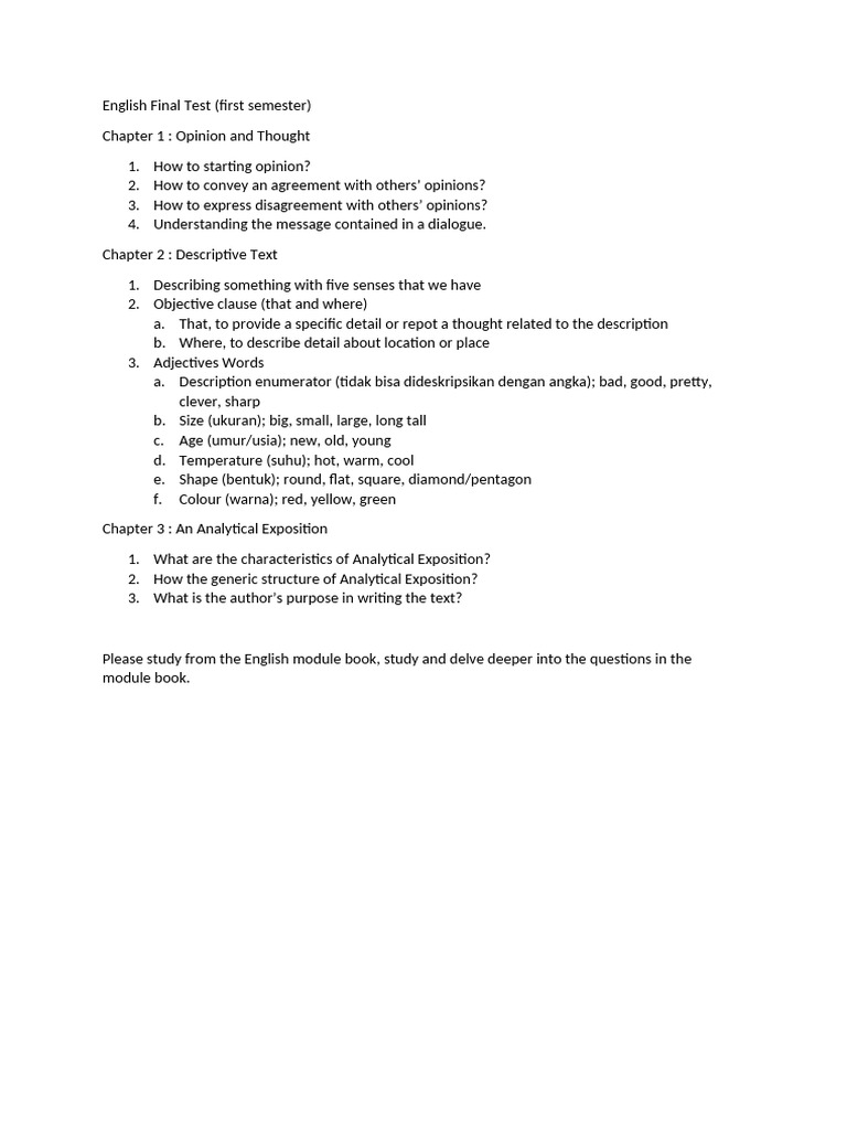 English Final Test | PDF