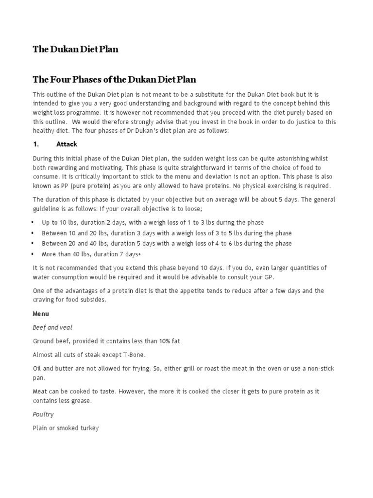 The Dukan Diet Plan | PDF | Beef | Meat