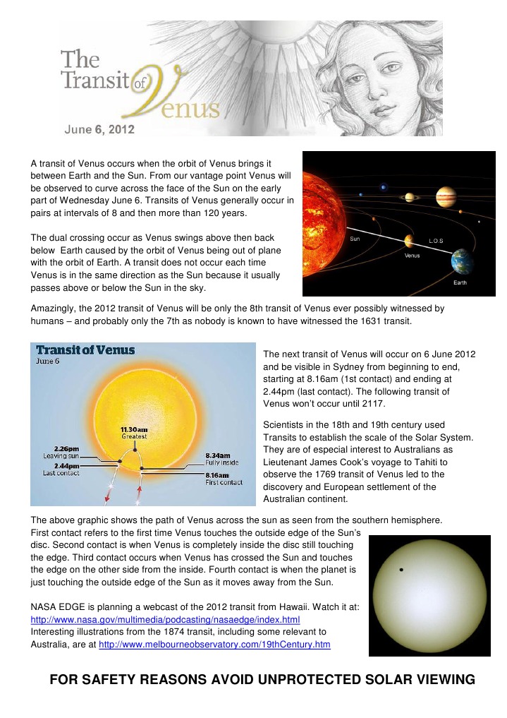 Venus Transit Brochure | PDF