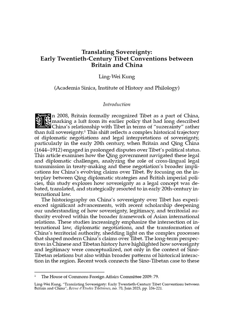 Tibet's Sovereignty in Early 20th Century | PDF | Tibet | Qing Dynasty