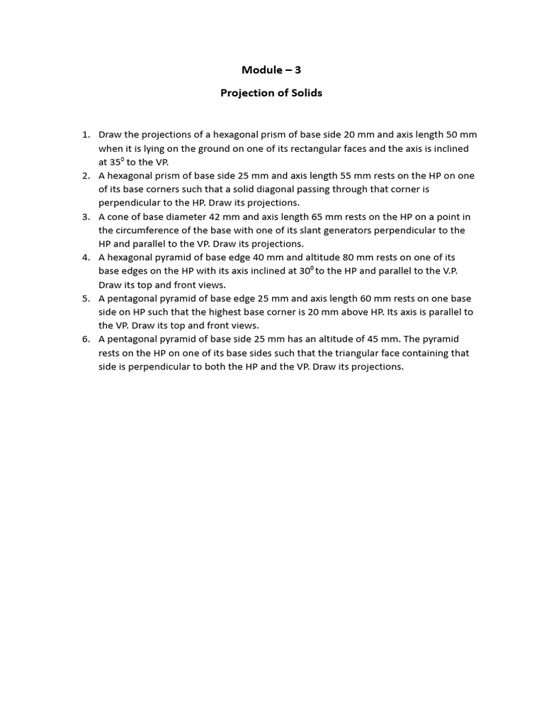 Projection of Solids - Practice | PDF