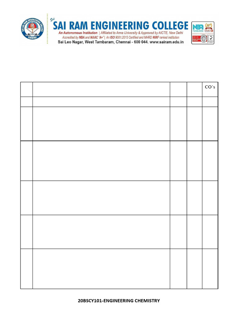 Engineering Chemistry QB All Modules | PDF | Combustion | Photochemistry