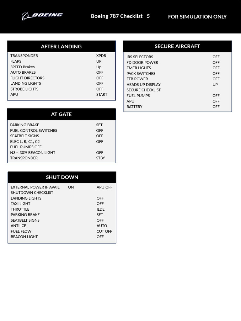 Boeing 787 Preflight and Checklist Guide | PDF | Aviation | Boeing